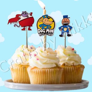 Dogman Cupcake Toppers, Dog Man Birthday - Etsy