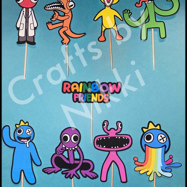 Rainbow Friends Cupcake Toppers - Etsy