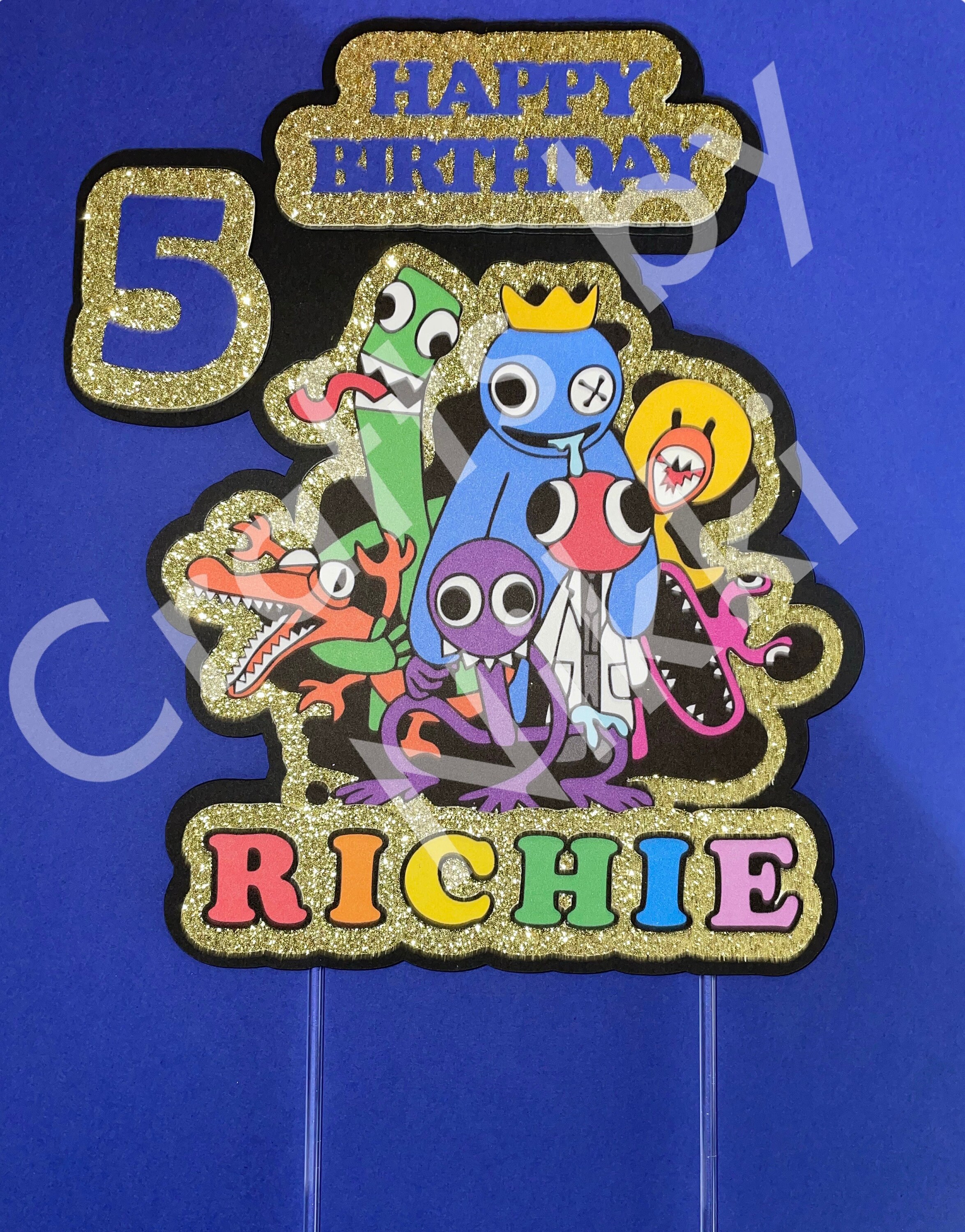 Rainbow Friends Personalized Cake Topper - Etsy