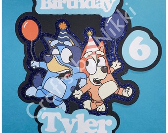 Bluey Inspired Cake Topper, Custom Cake Topper, Birthday Cake Topper ...