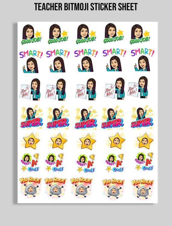 Teacher Bitmoji Sticker Sheet - Etsy