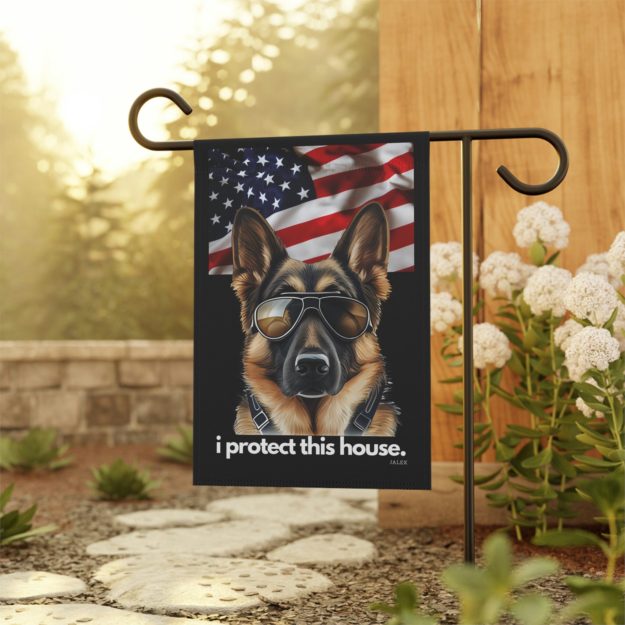 German Shepherd Flag, Garden Flag, I Protect This House, Patriotic, USA ...