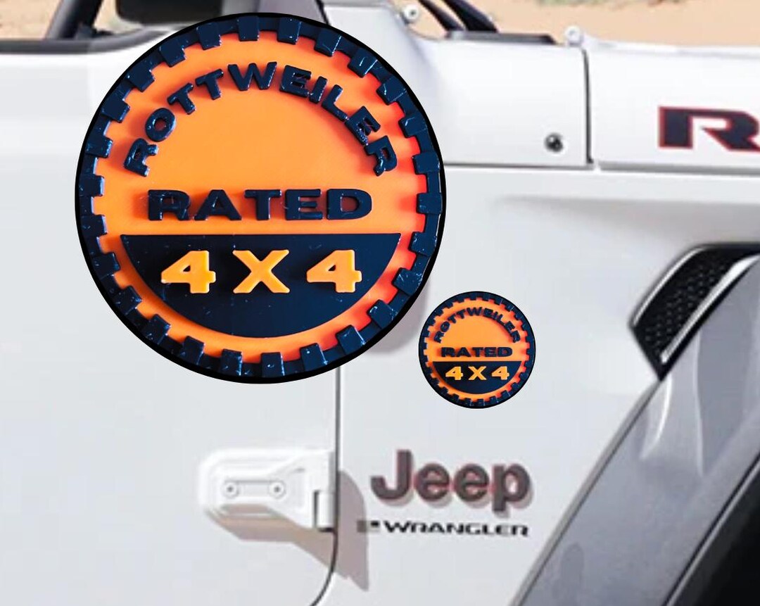 CUSTOMIZABLE 3D Rottweiler RATED 4x4 3 Inch Magnetic Badge for Jeep Car ...