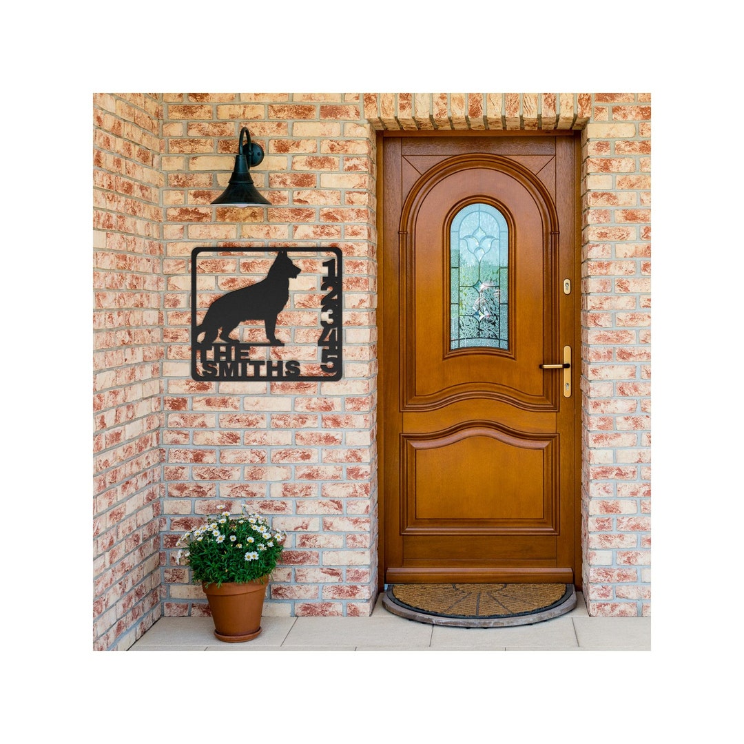 German Shepherd Customized Address Family Metal Die Cut Sign - Etsy