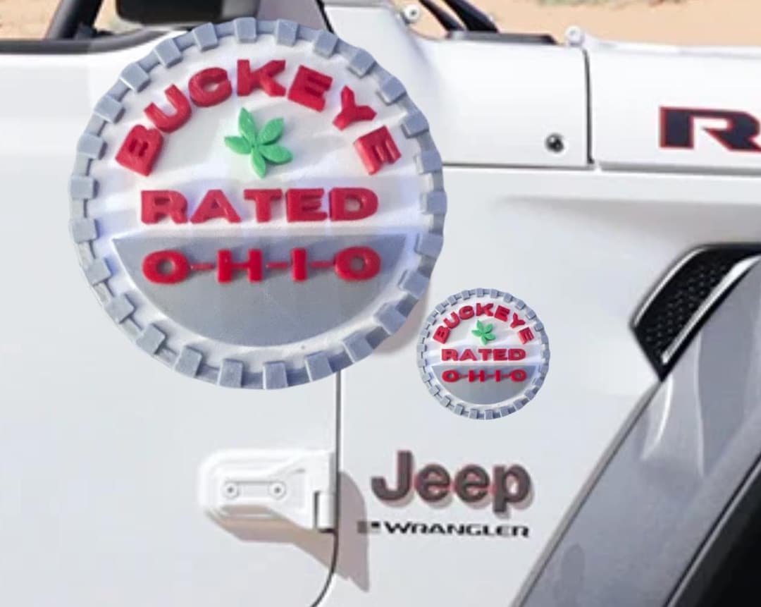 3D Buckeye O-H-I-O RATED 4x4 3 or 4 Inch Magnetic Badge for Jeep Car ...