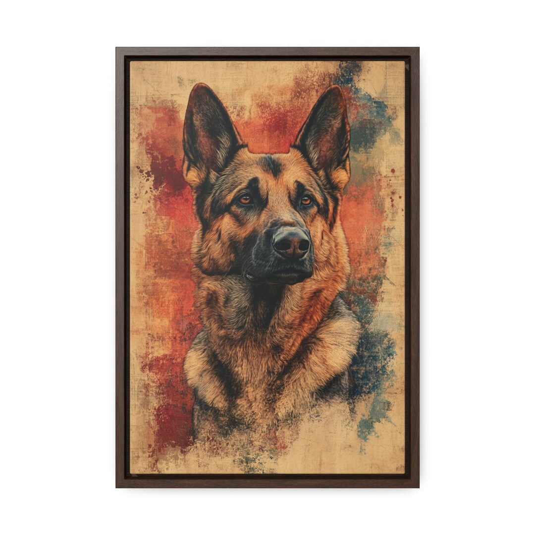German Shepherd Abstract Painting Print Gallery Canvas Wraps, Vertical ...