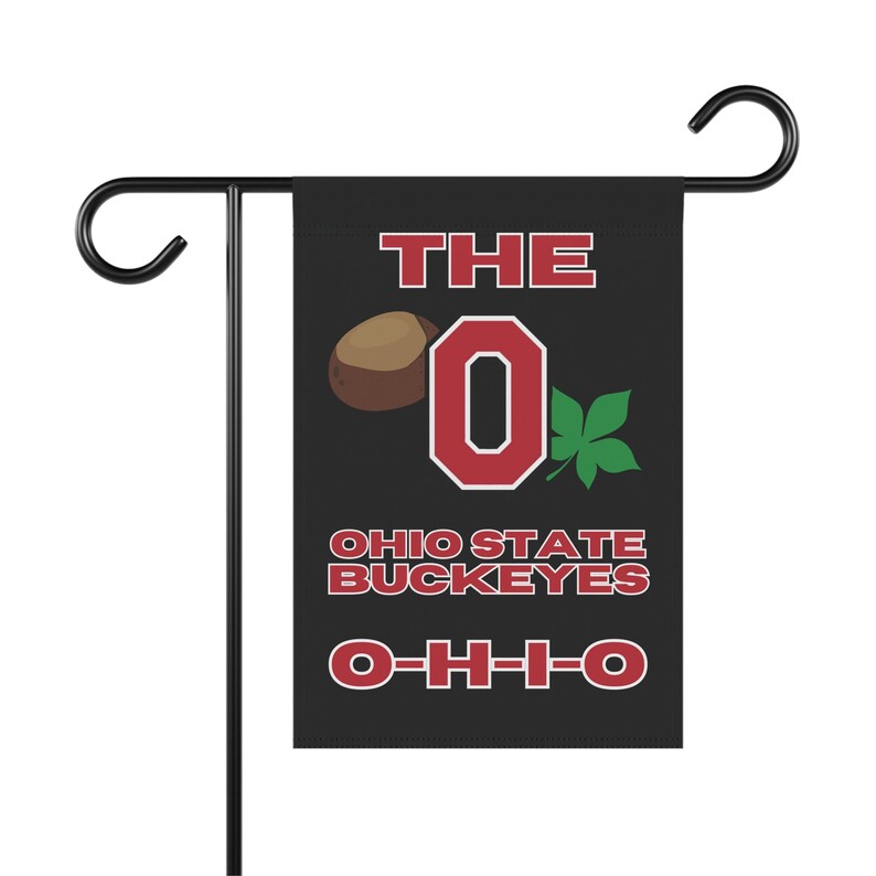 Ohio State Buckeyes Garden & House Banner | Black Background - Etsy