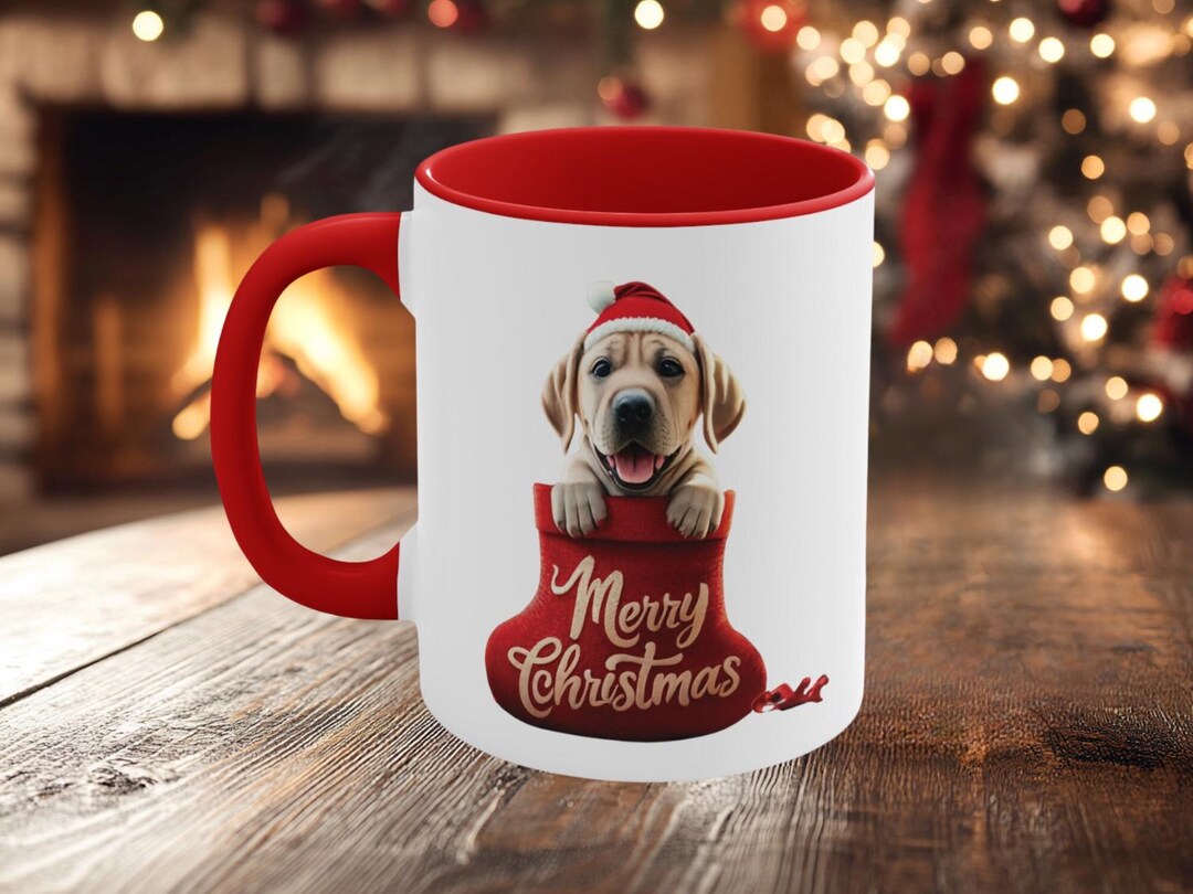 Labrador Retriever in Stocking With Santa Hat Merry Christmas | Coffee ...