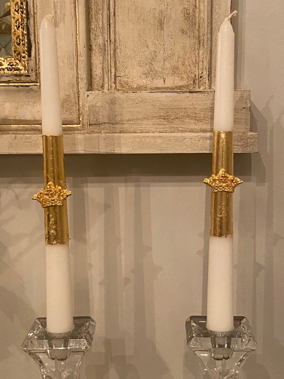 Crown Gold Leaf Tapered Candle (set of 2) - Etsy