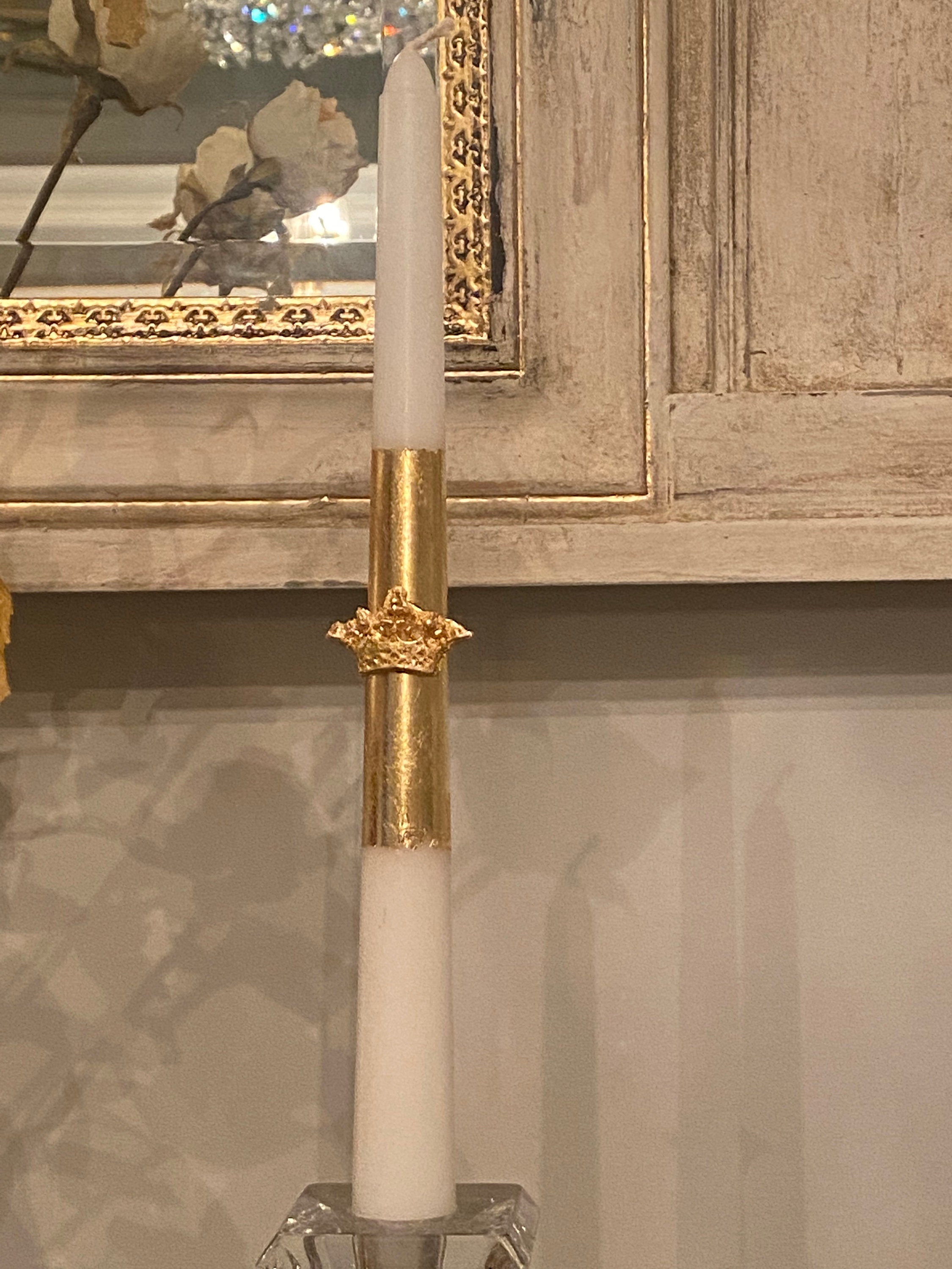 Crown Gold Leaf Tapered Candle (set of 2) - Etsy