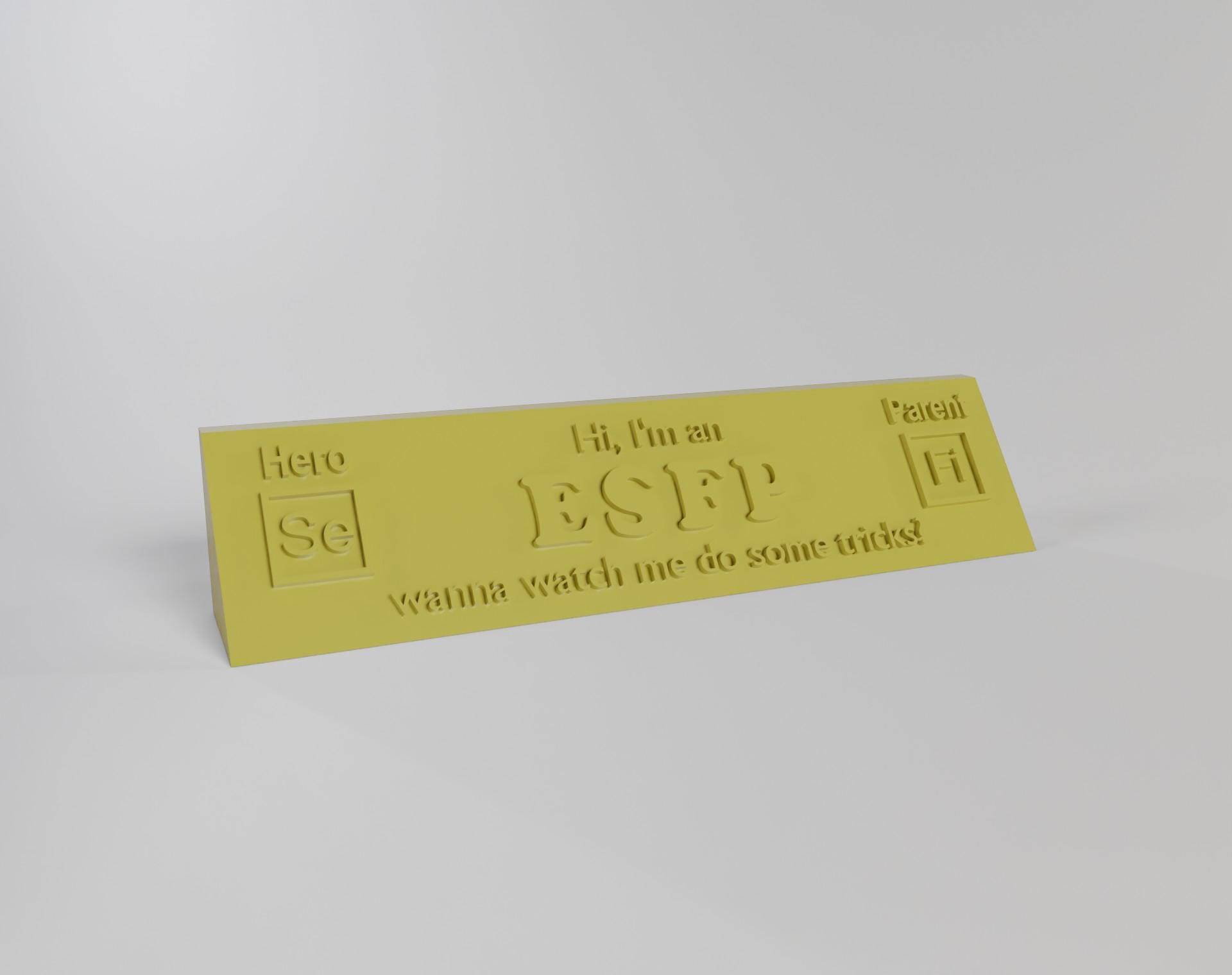 ESFP Desktop Nameplate 3D Print File (STL) [MBTI] - Etsy
