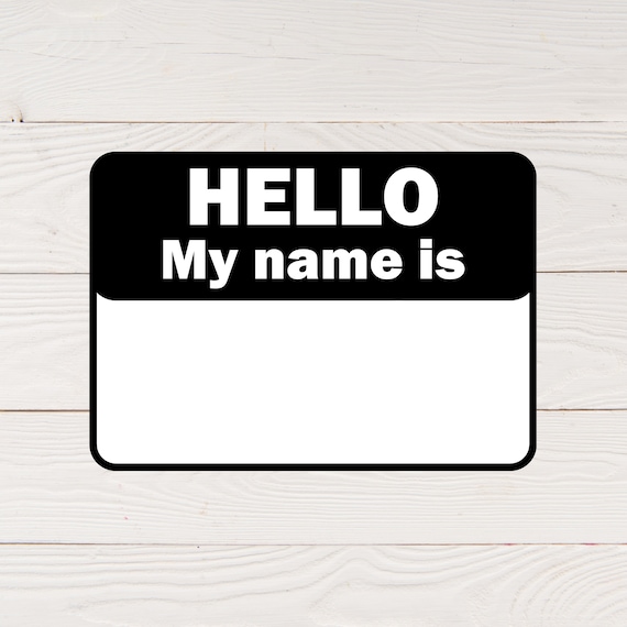 Hello My Name Is Sticker Black And White