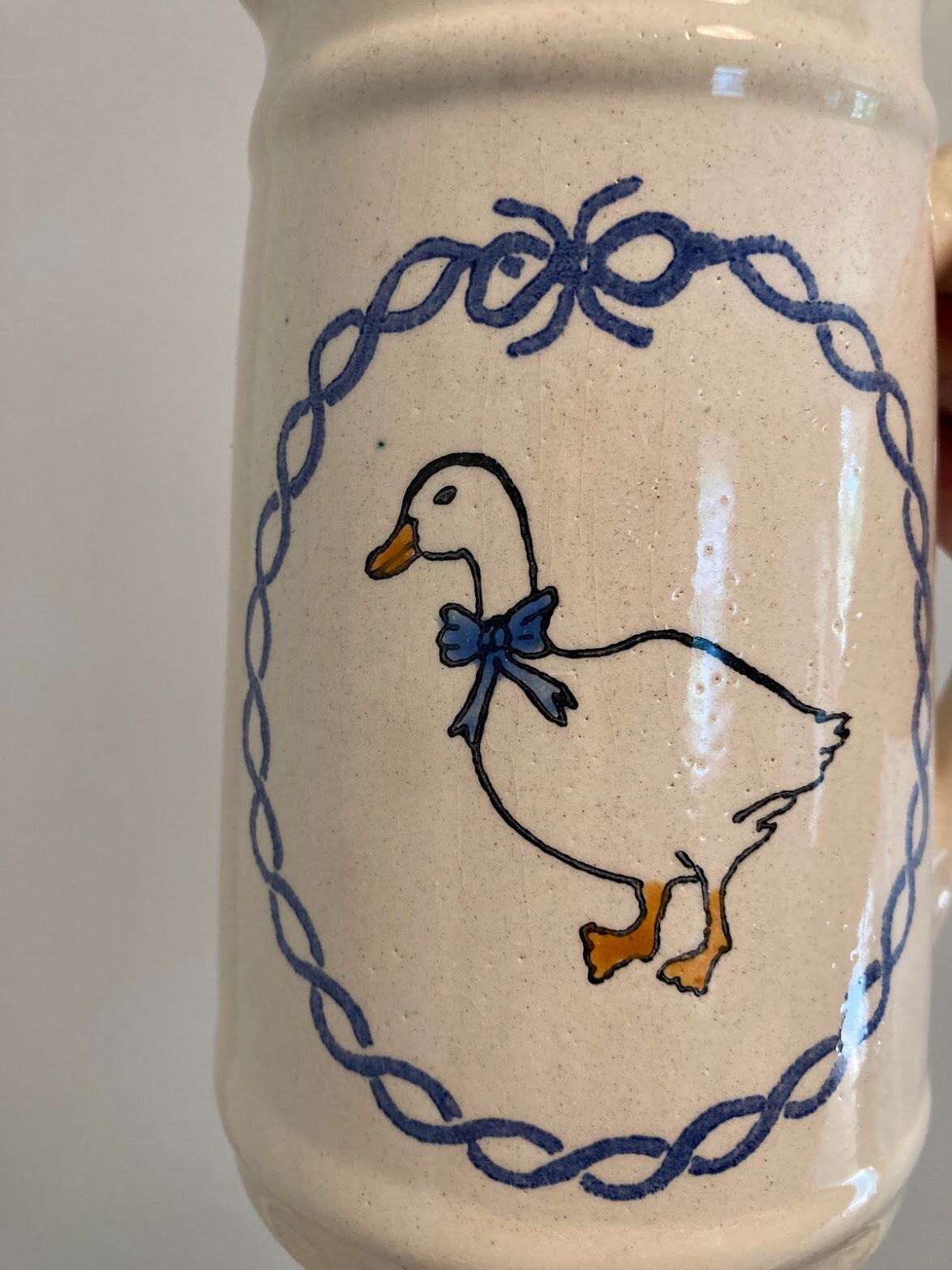Small Vintage Blue Goose Pottery Creamer Jar Vase White and Blue ...