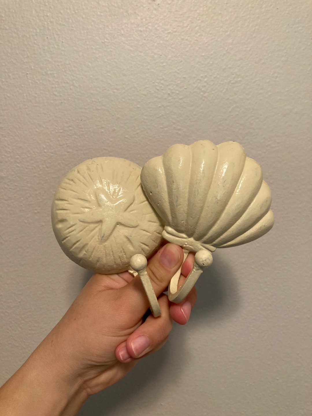 Set of Two Cast Iron Seashell Wall Hooks | Beach House Sea Shells ...