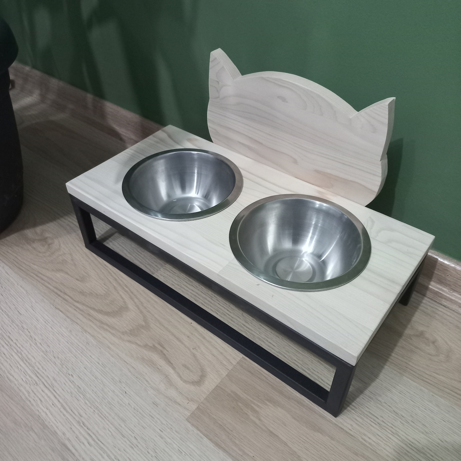 Personalized Pet Food Stand, Pet Food Bowl, Metal and Wooden Pet Food ...
