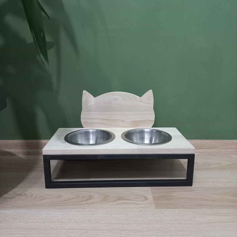 Personalized Pet Food Stand, Pet Food Bowl, Metal and Wooden Pet Food ...