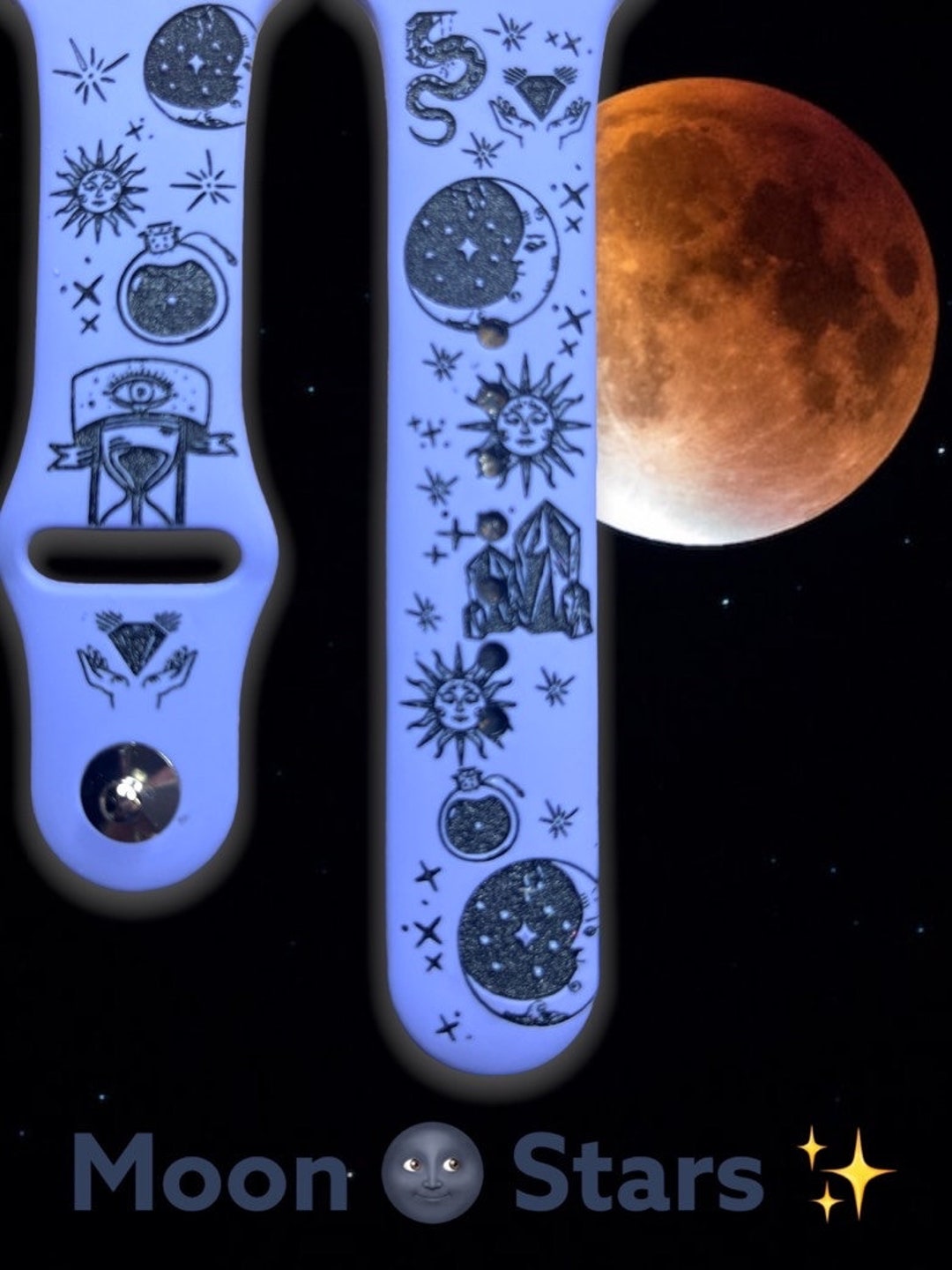 Moon and Stars, Apple Compatible Watchband ,moons,stars, Samsung ...