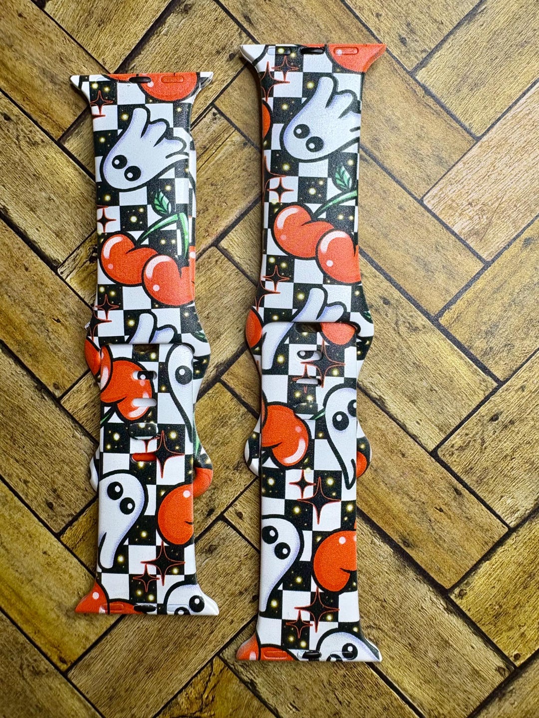 Ghost Cherry Checkered Watch Band: Apple, Fitbit, 20mm, 22mm Silicone ...