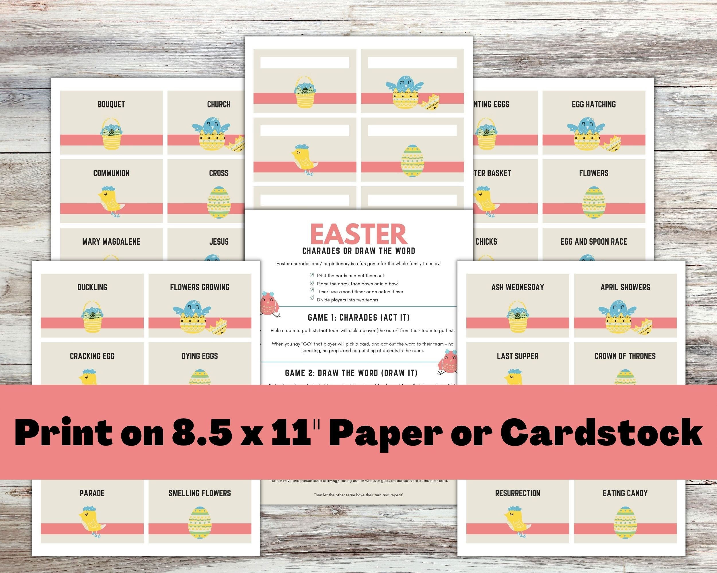 Easter Charades, Printable PDF, Easter Games Printable, Instant ...
