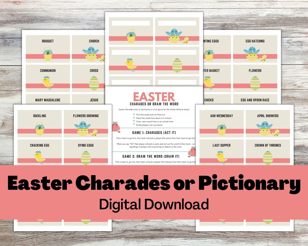 Easter Charades, Printable PDF, Easter Games Printable, Instant ...