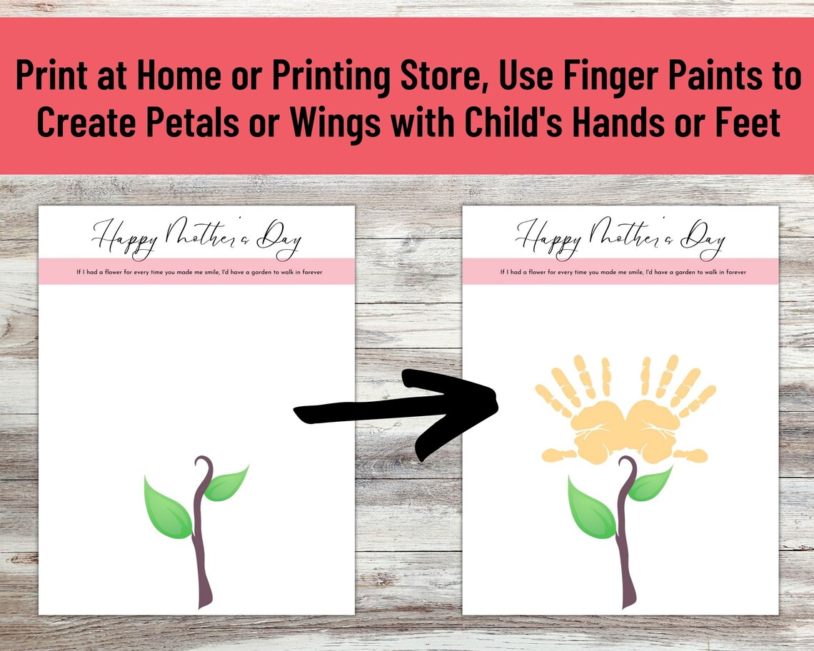 Mother's Day Printable, Handprint Footprint Art, Mother's Day Craft ...