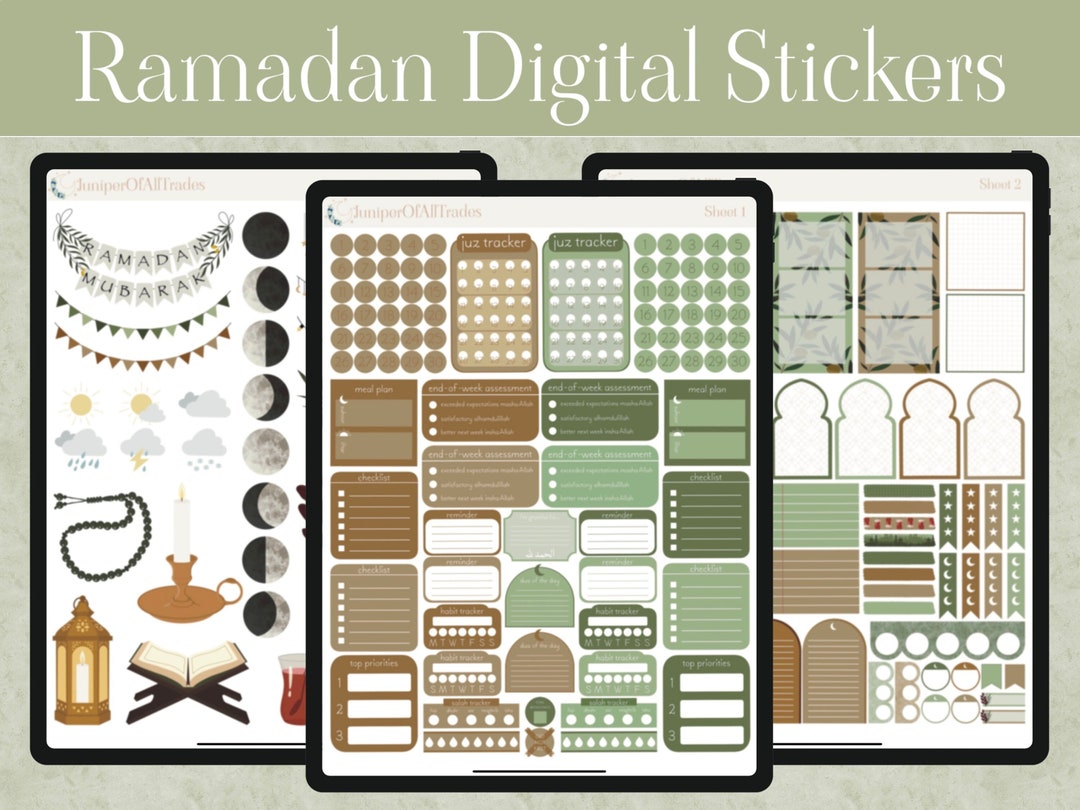 173 Earth Tone Ramadan Digital Stickers | Digital Planner Stickerbook ...