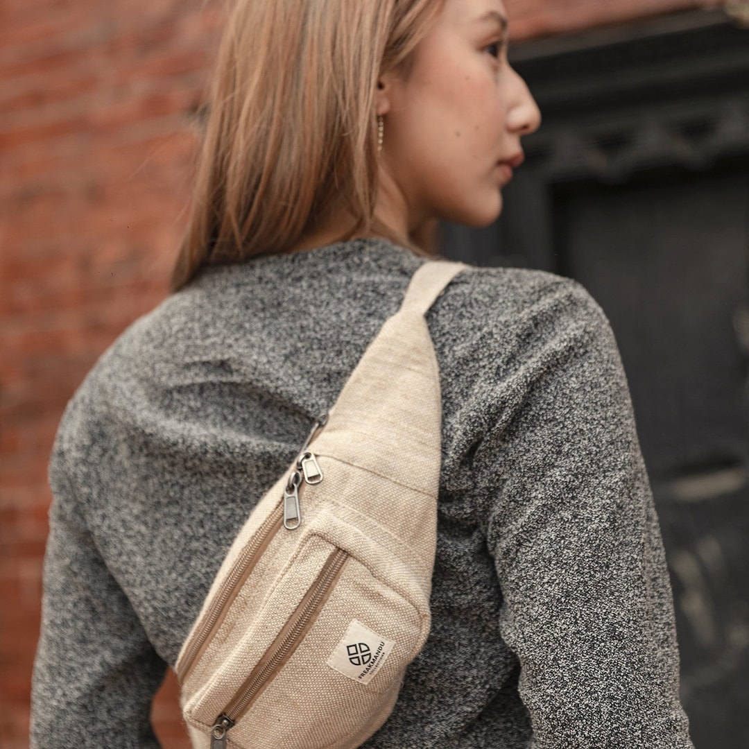 Handmade Beige Hemp Fanny Pack: Vegan Hippie Bum Bag - Etsy