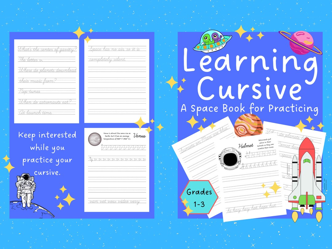 Learning Cursive: Space Handwriting and Tracing Book for Grades 1-3 ...