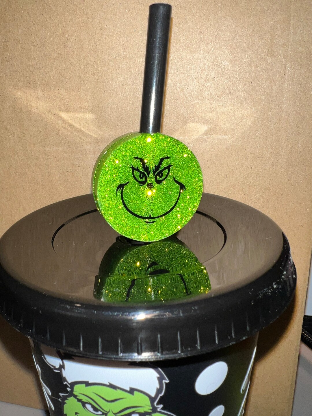 Grinch Straw Topper - Etsy