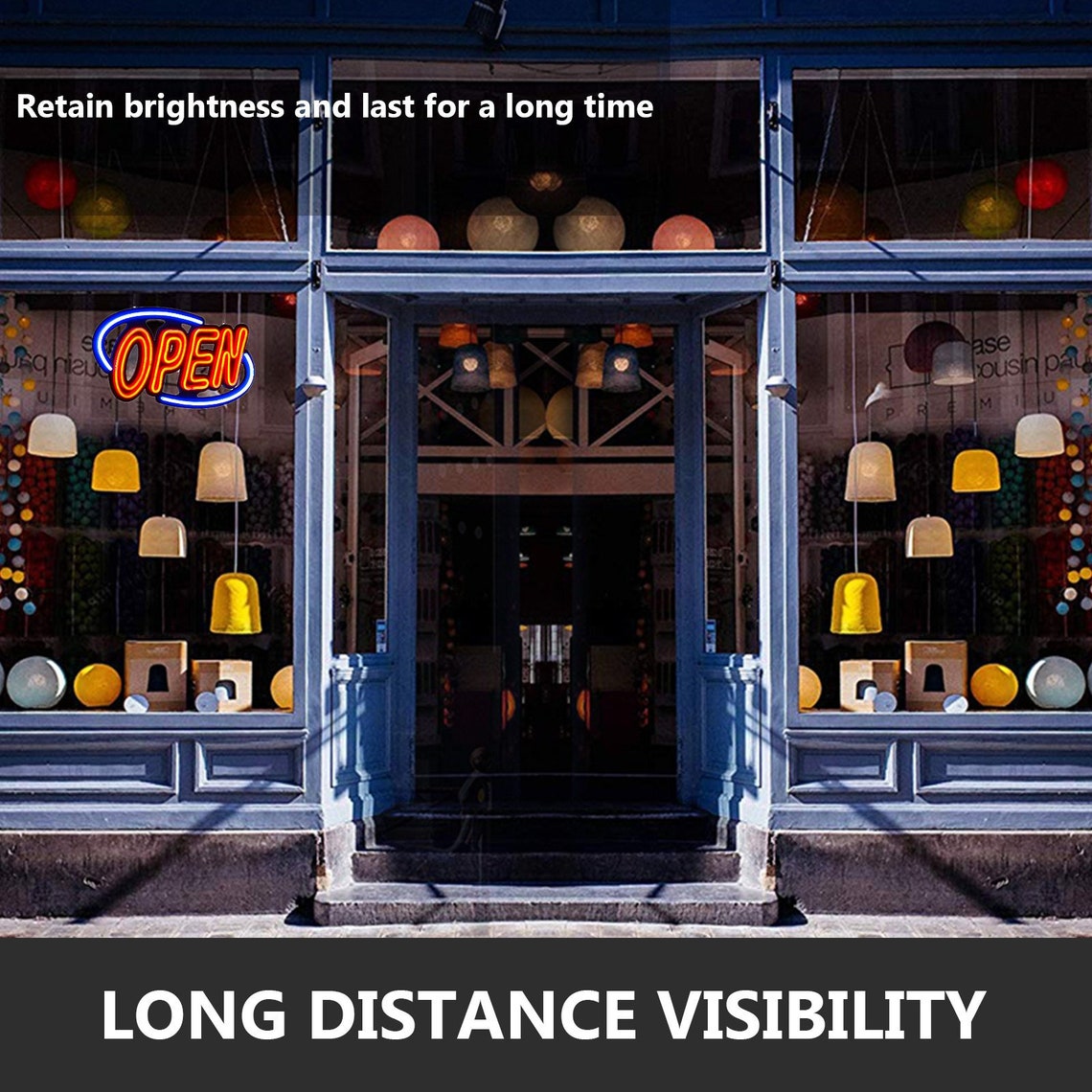 LED Neon Window Open Display Sign Light Large Bright Horizontal ...