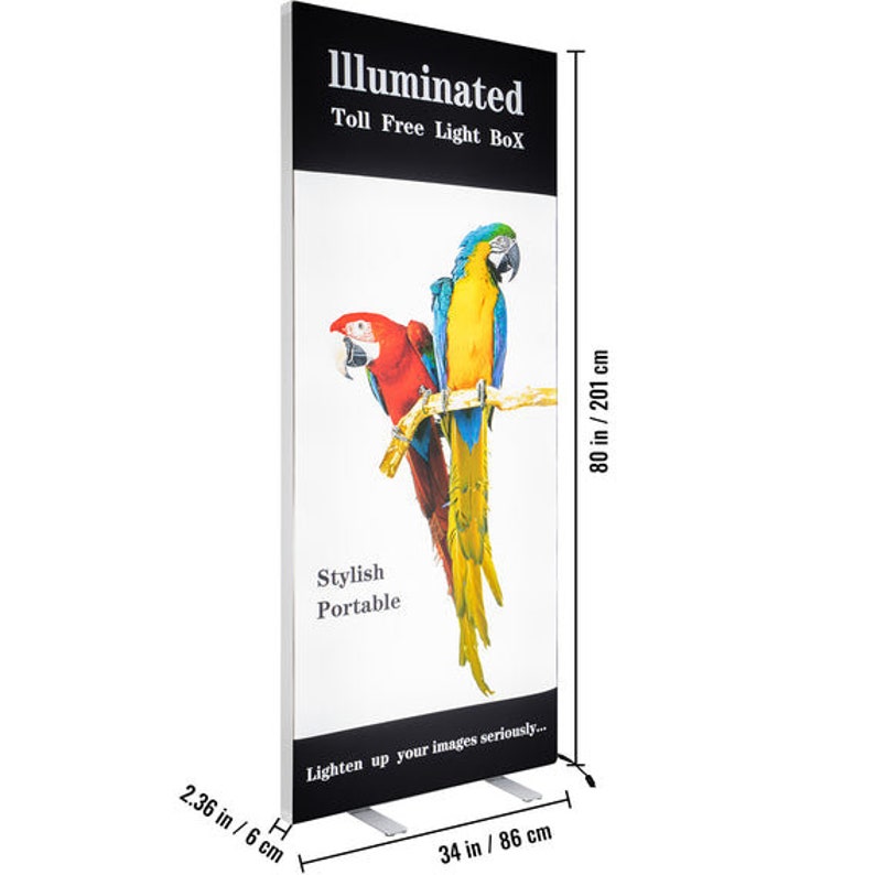 Silver Fabrics Illuminated Display LED Light Box Poster Stand Display W ...