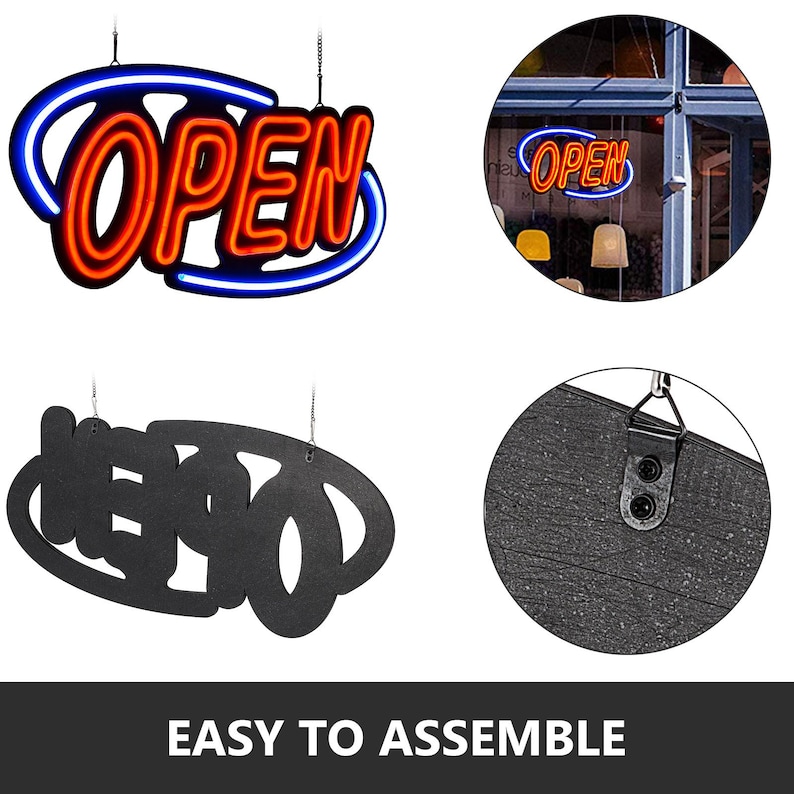 LED Neon Window Open Display Sign Light Large Bright Horizontal ...