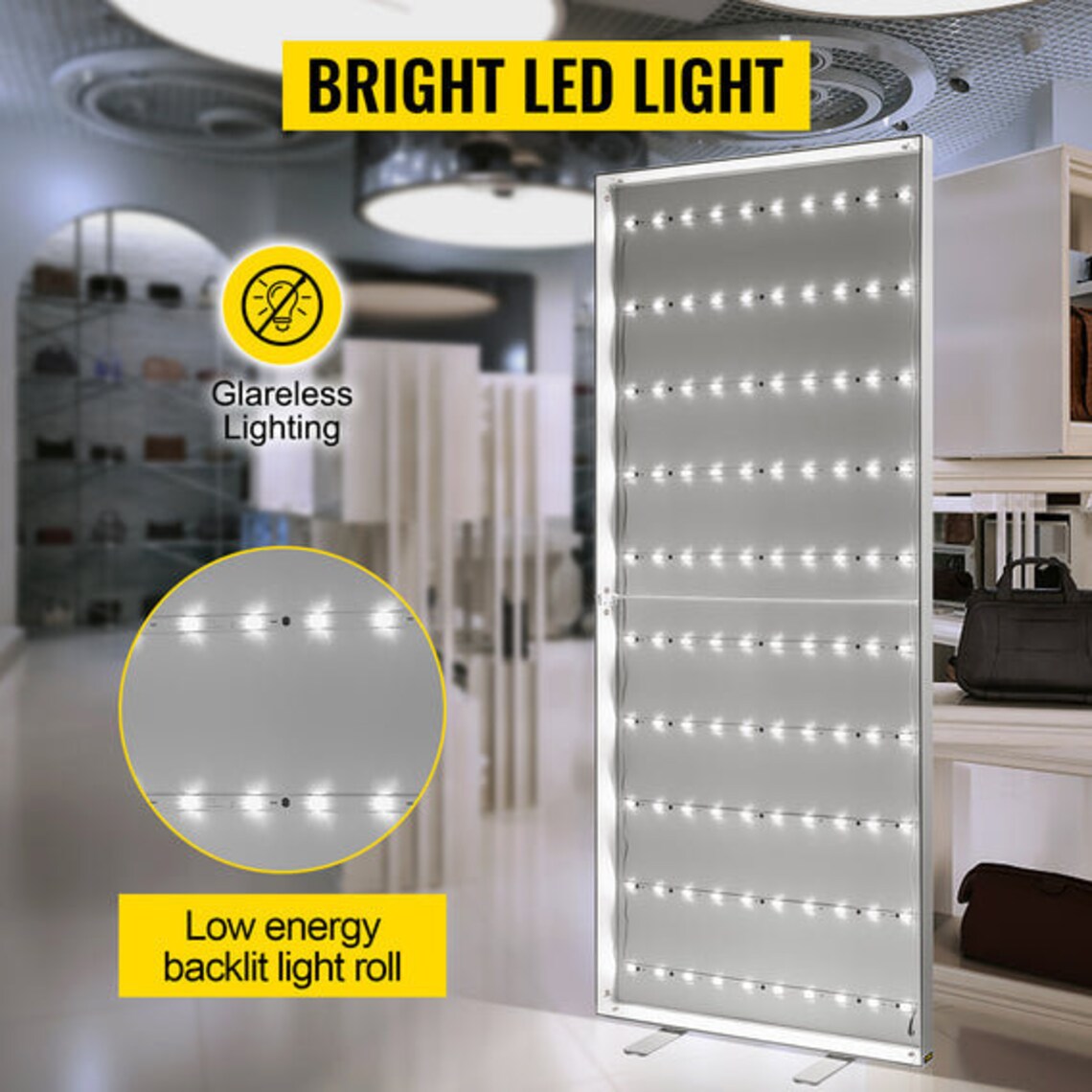 Silver Fabrics Illuminated Display LED Light Box Poster Stand Display W ...