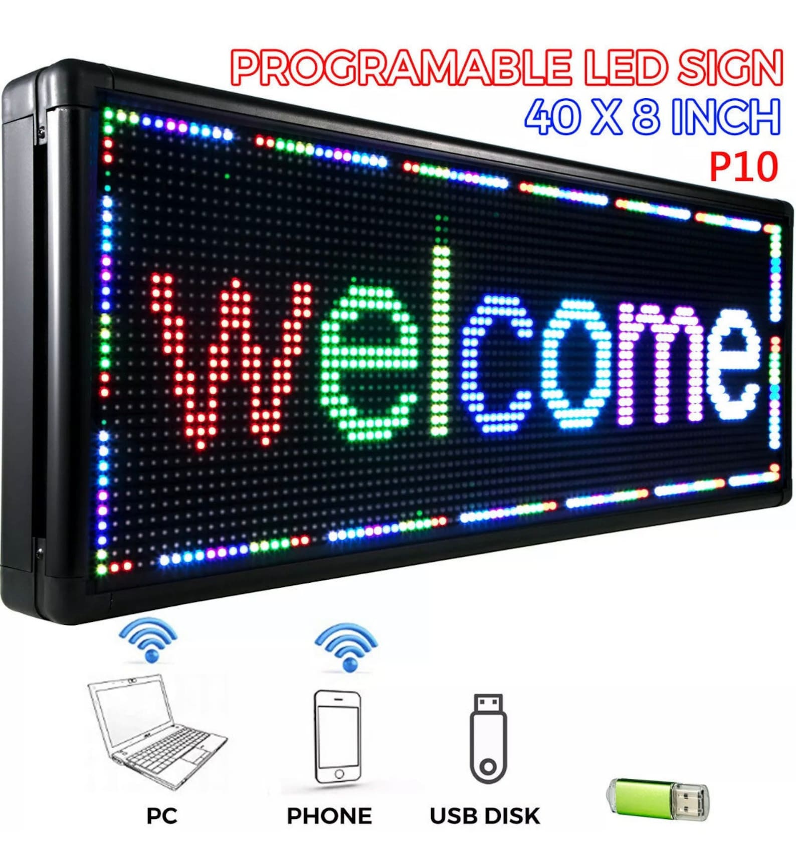 Led Sign Programmable Scrolling Sign Color Sign for Window Advertising ...