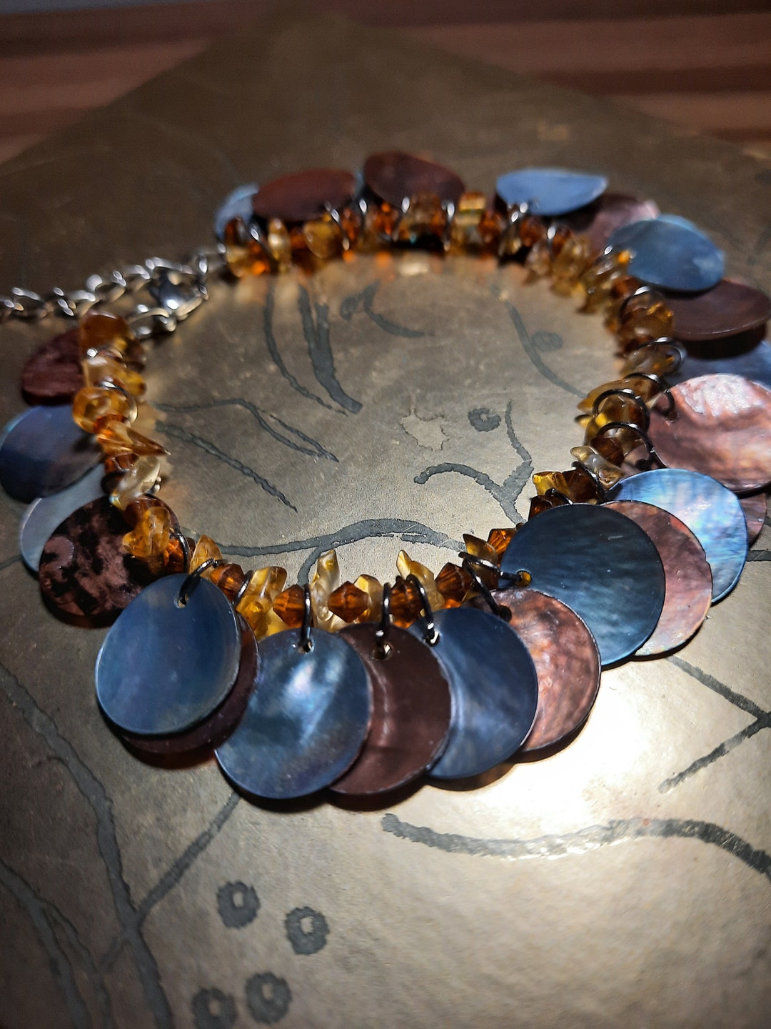 Vintage Southwestern Ambre Stone and Pearl Disk Bracelet Fashion Best ...