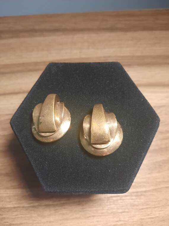 Early Vintage Signed LISNER Gold tone Metal Art Deco … - Gem