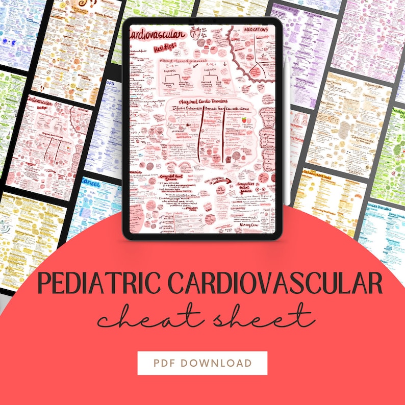 Pediatric Cardiac Nursing Notes Cheat Sheet - Etsy