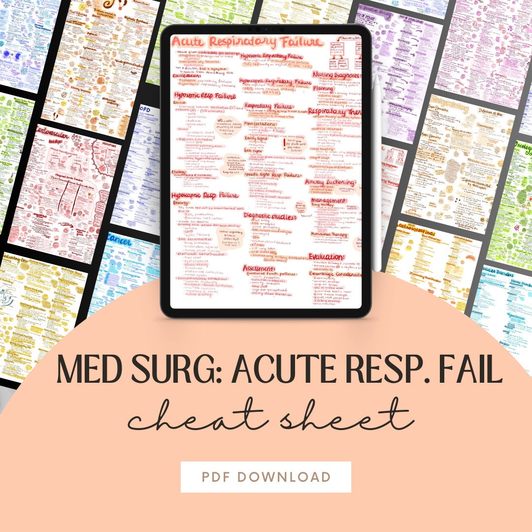 Med Surg: Acute Respiratory Failure Nursing Notes Cheat Sheet - Etsy