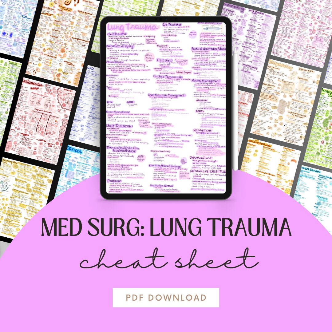 Med Surg: Lung Trauma Nursing Notes Cheat Sheets - Etsy