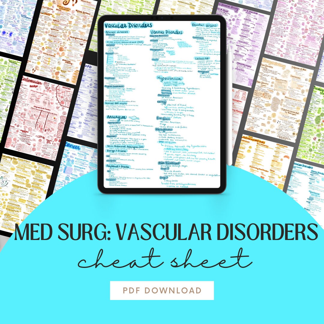 Med Surg: Vascular Disorders Notes Cheat Sheet - Etsy