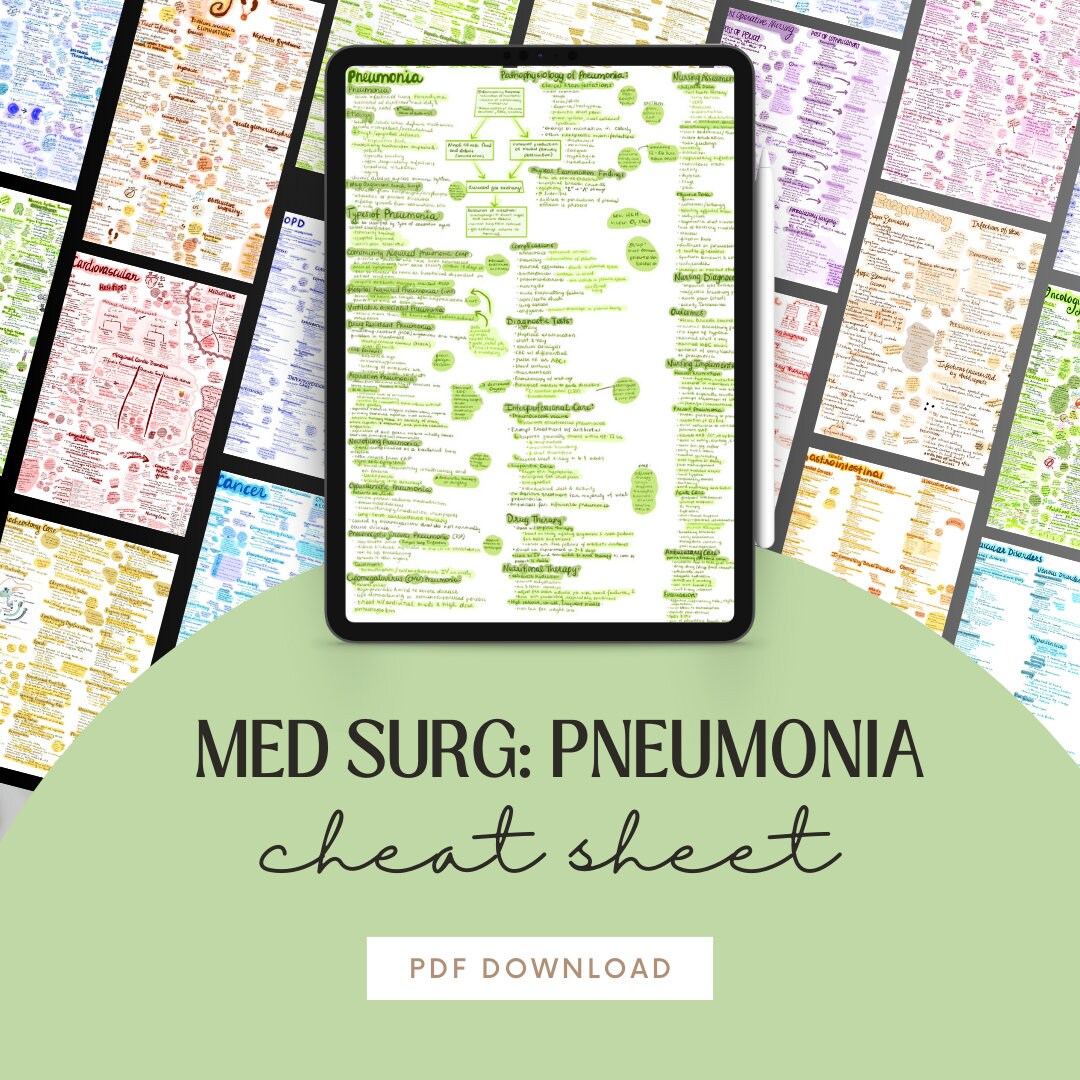 Med Surg Pneumonia Notes Cheat Sheet Etsy