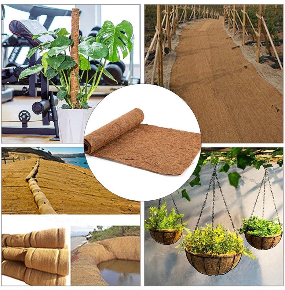 4 Rolls Coconut Coir Liner Sheet Coco Plant Fiber Roll, Coconut Palm ...
