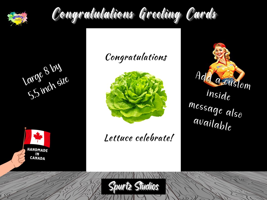 Funny Congratulations Card. Lettuce Celebrate . You Can Add an Inside ...