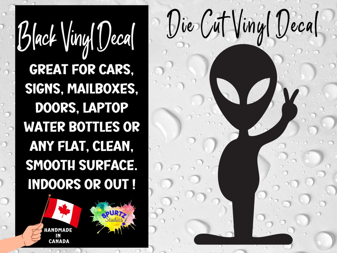 Peace Sign Alien Die Cut Vinyl Decal. A Funny Waterproof Vinyl Decal ...