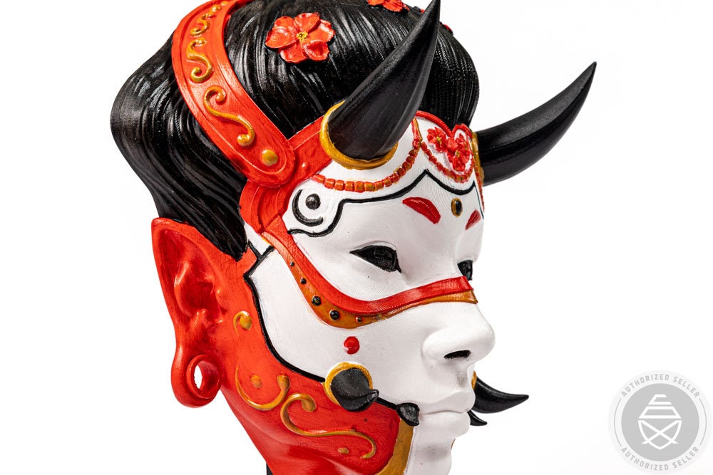 Japanese Hannya Mask Wall Decor 8 Inch, 3D Printed & Hand-painted Wall ...
