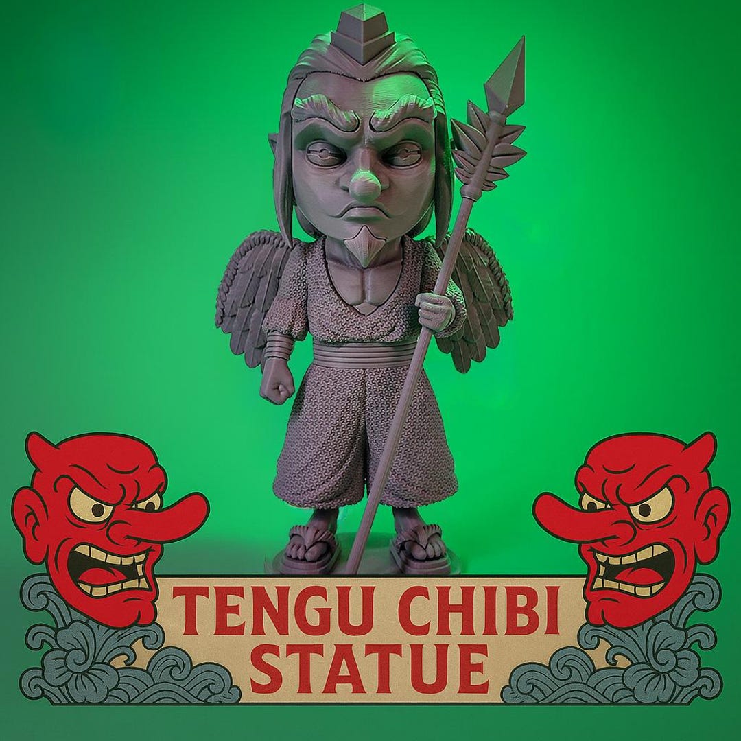 Tengu Chibi Statue: 3D Printed Japanese Mythical Ornament - Etsy