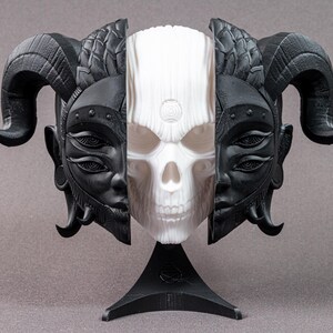 Succubus Wall Mask - 3D Printed, Dual-face Design With Skull, Gothic ...