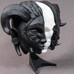 Succubus Wall Mask - 3D Printed, Dual-face Design With Skull, Gothic ...