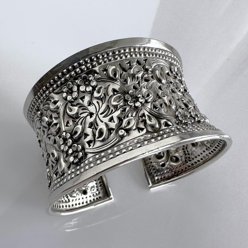 Wide Silver Cuff - Etsy