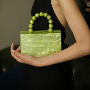 Green Marble Acrylic Clutch, Acrylic Pearl Box Clutch, Marble Look ...